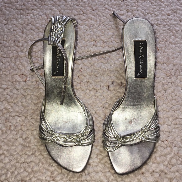 David Aaron | Shoes | David Aaron Gold Pewter Strappy Sandals 75m 3 ...